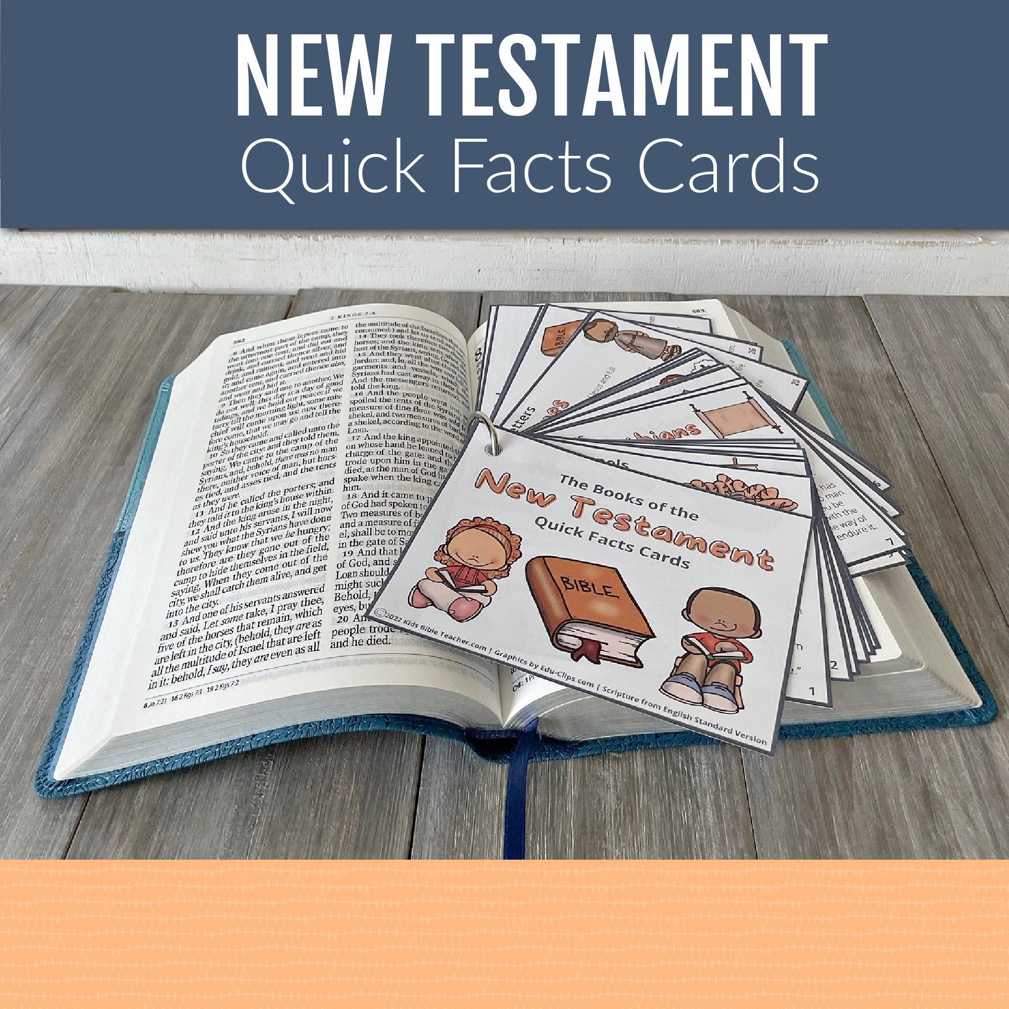 New Testament Books of the Bible Kids Fact Cards, Bible Verse Learning ...