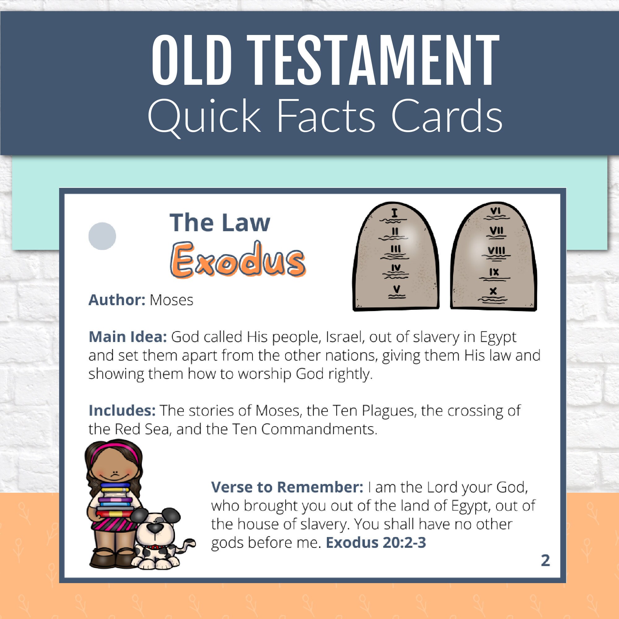 Old Testament Books of the Bible Kids Fact Cards, Bible Verse Learning ...