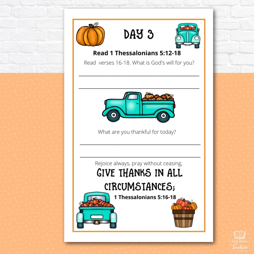 Kids Thanksgiving Gratitude Journal, Printable Thanksgiving Bible Verse ...