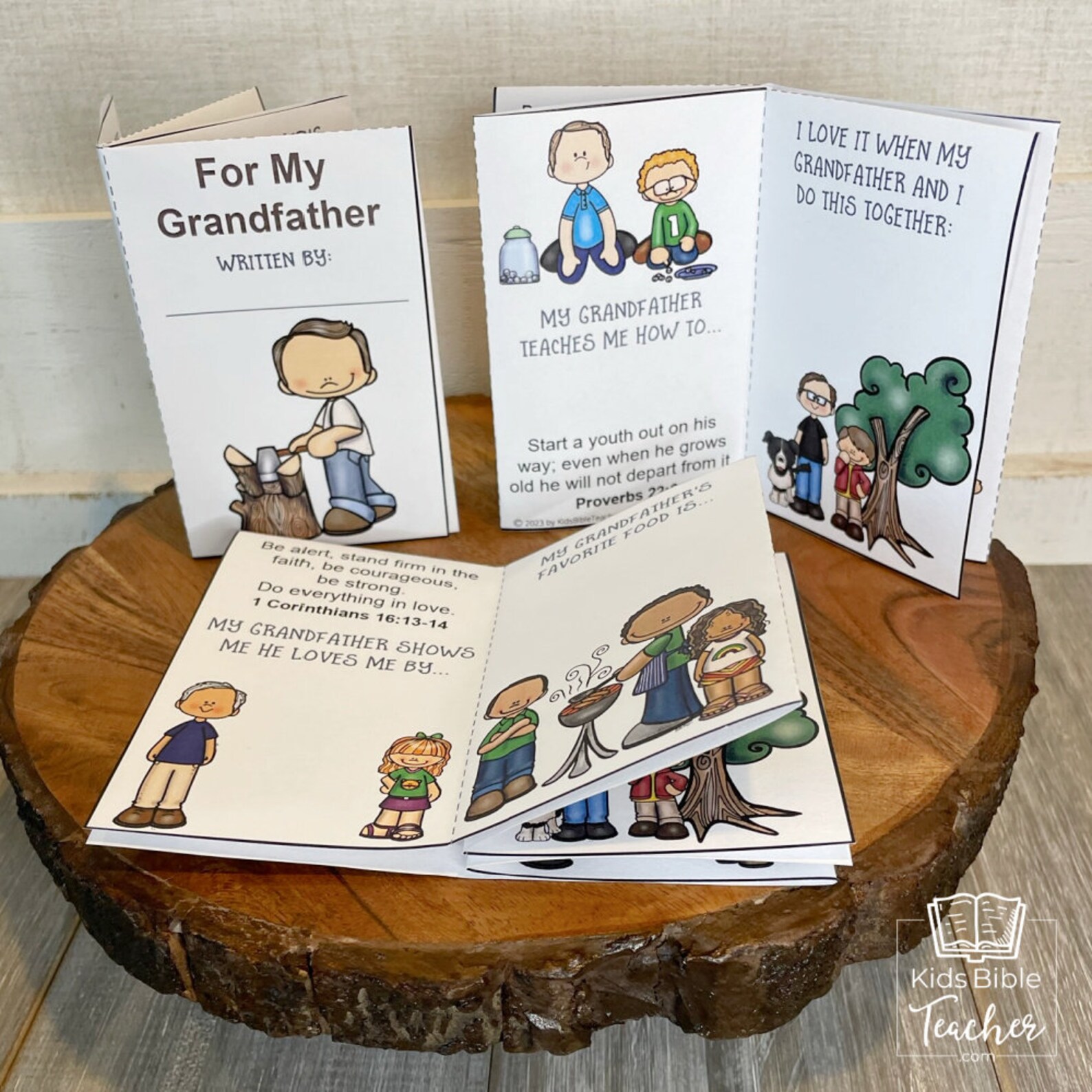 Grandfather Mini Book Craft With Bible Verses, Grandparents Day ...