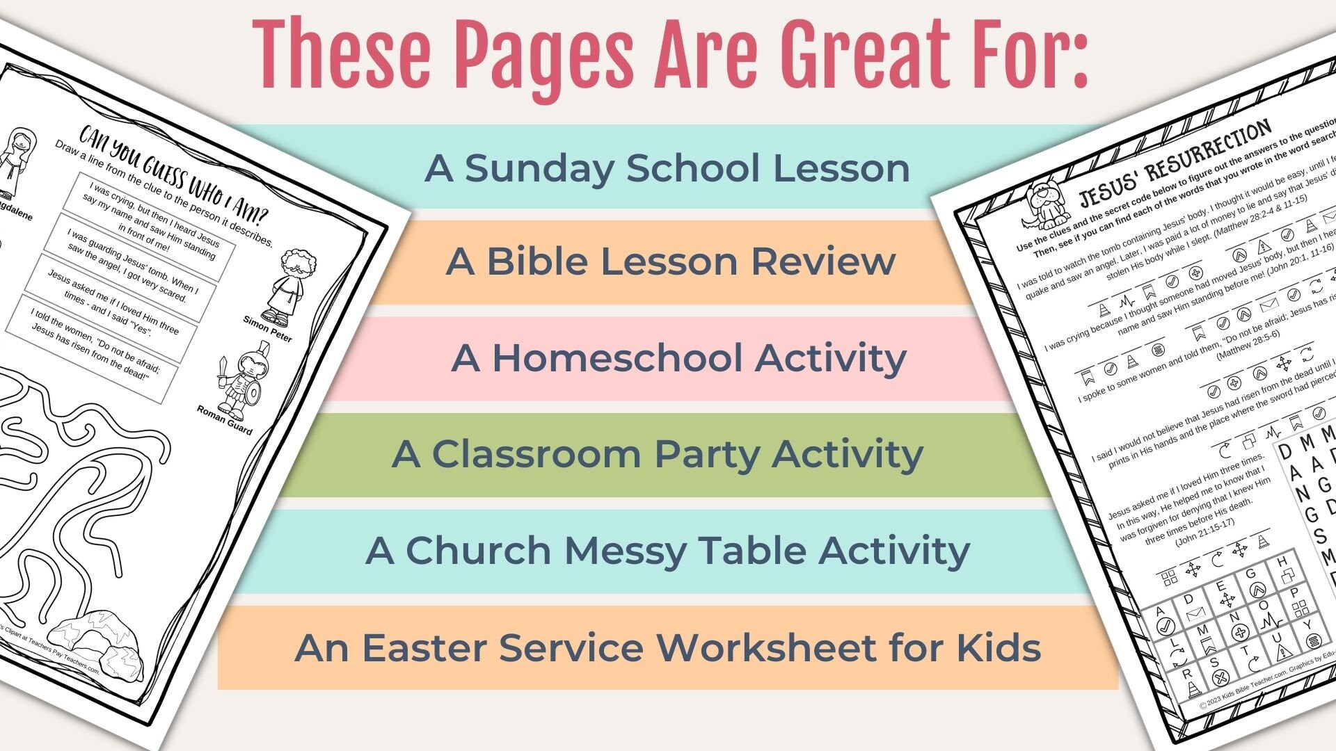 Easter Bible Activity Pages, Resurrection Sunday School Craft ...