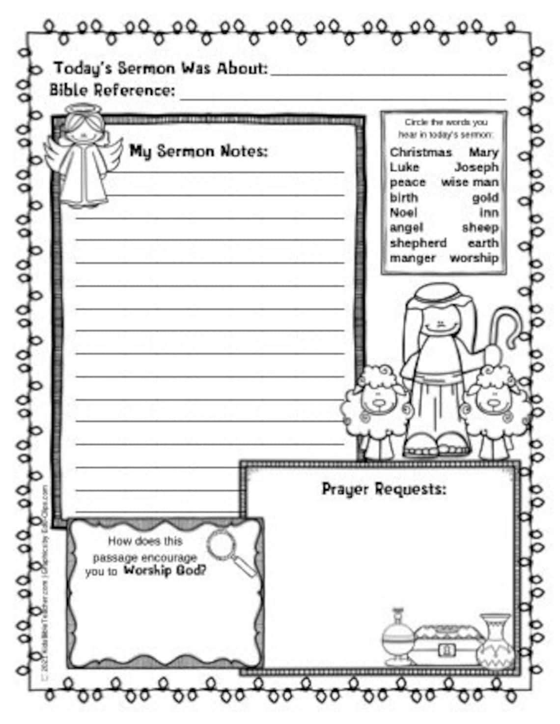 Christmas Kids Sermon Notes, Christmas Bible Study, Kids Church Sermon ...