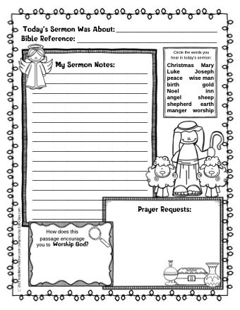 Christmas Kids Sermon Notes, Christmas Bible Study, Kids Church Sermon ...