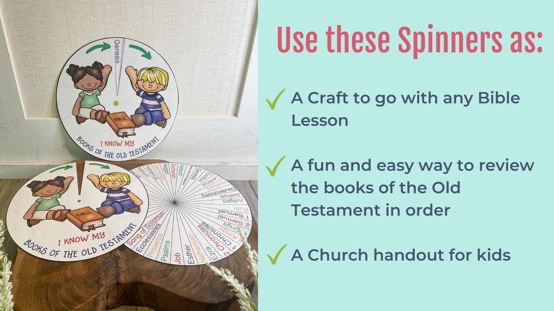 Old Testament Books of the Bible Spinner Craft Bible Study Games Trivia ...