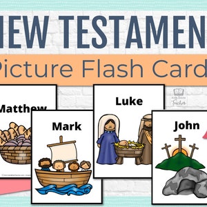 New Testament Books of the Bible Kids Flash Cards, Bible Verse Learning ...