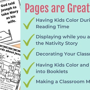 Jesus' Birth Activity Pages, Bible Preschool Sunday School Christmas ...