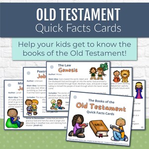 Old Testament Books of the Bible Kids Fact Cards, Bible Verse Learning ...