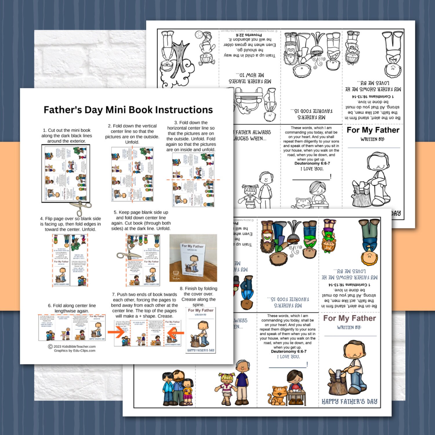 Father's Day Mini Book Craft, Biblical Father's Day Activity, Bible ...