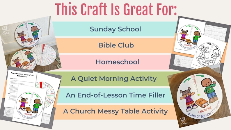 New Testament Books of the Bible Spinner Craft Bible Study Games Trivia ...