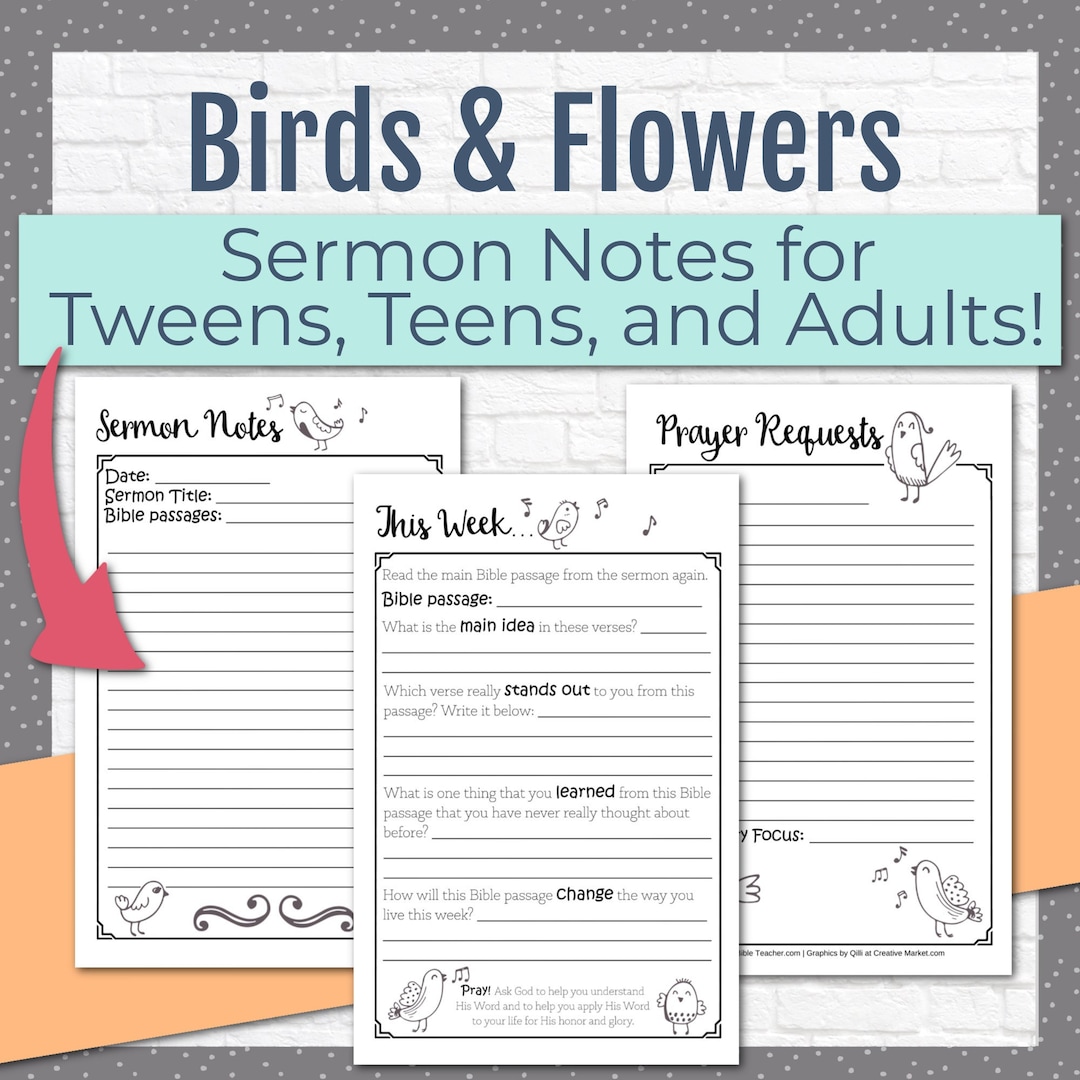 Sermon Notes for Girls, Worship Notes, Prayer Request, Kid Bible Study ...
