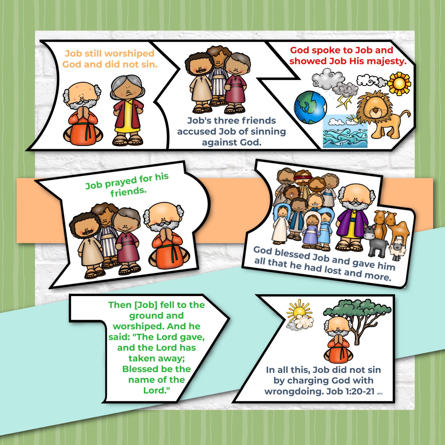 Story of Job Bible Puzzle, Bible Game for Kids Floor Puzzle, Sunday ...