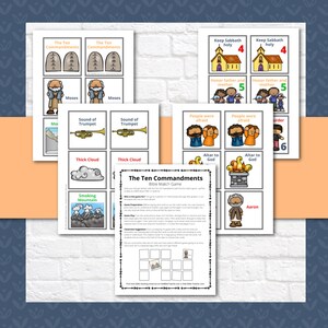 Ten Commandments Matching Game, Bible Elementary Sunday School Activity ...