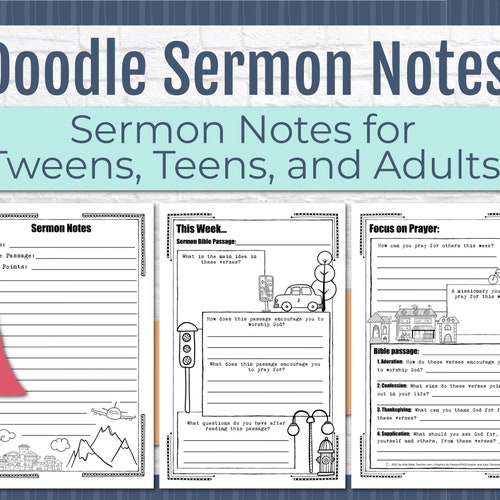 Bible Study Set for Kids Elementary Sermon Notes Church - Etsy
