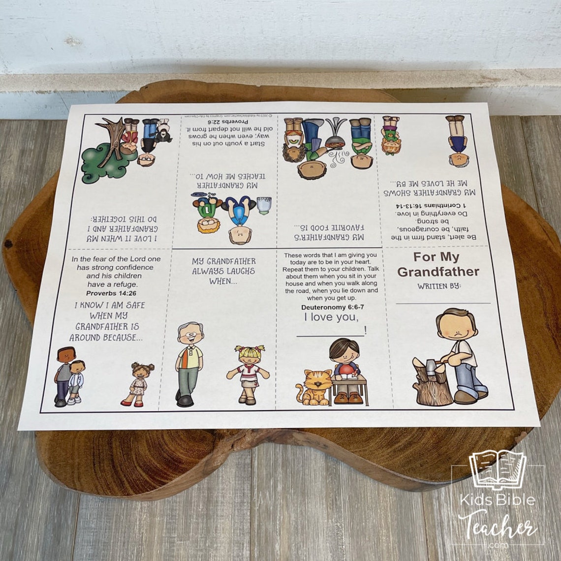 Grandfather Mini Book Craft With Bible Verses, Grandparents Day ...