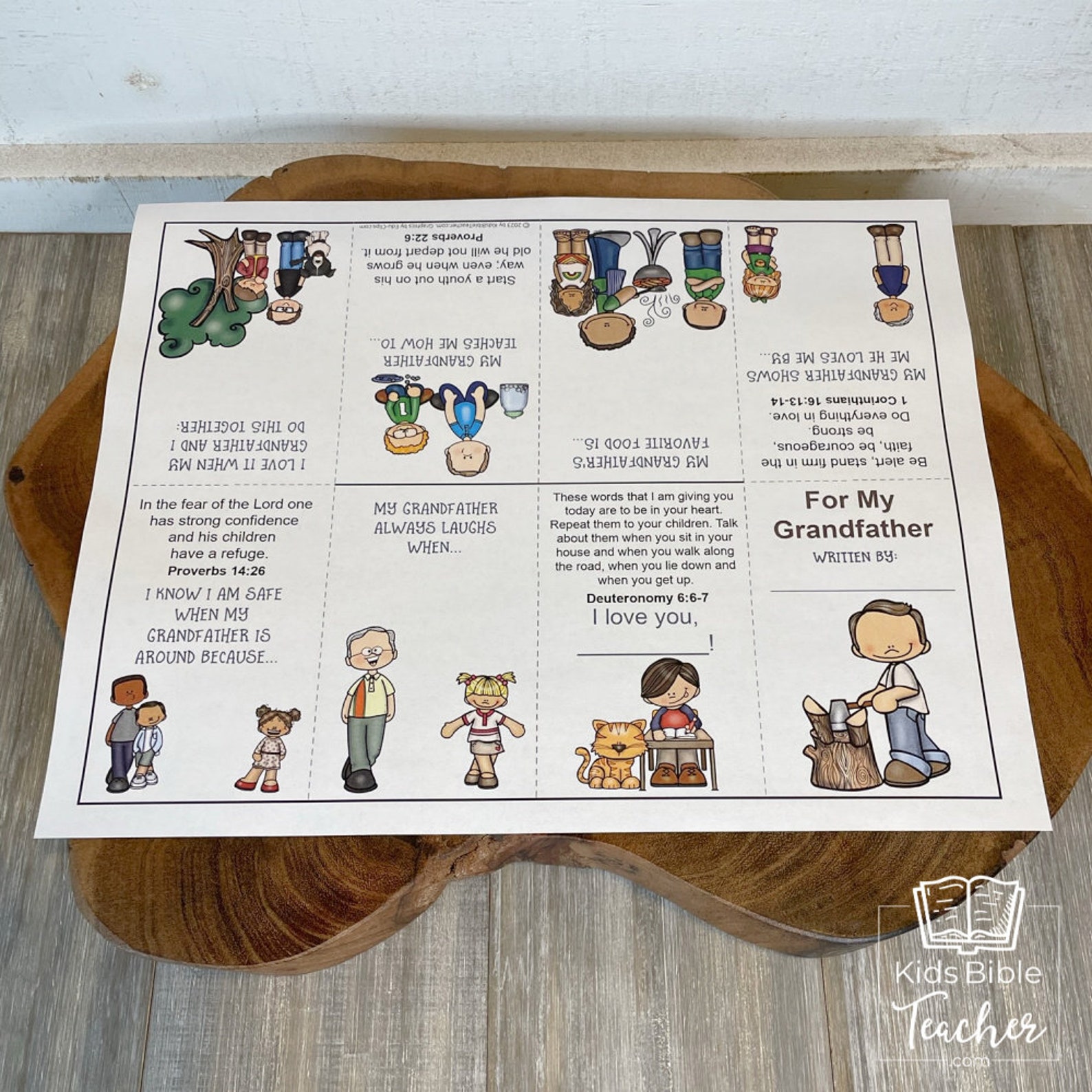 Grandfather Mini Book Craft With Bible Verses, Grandparents Day ...