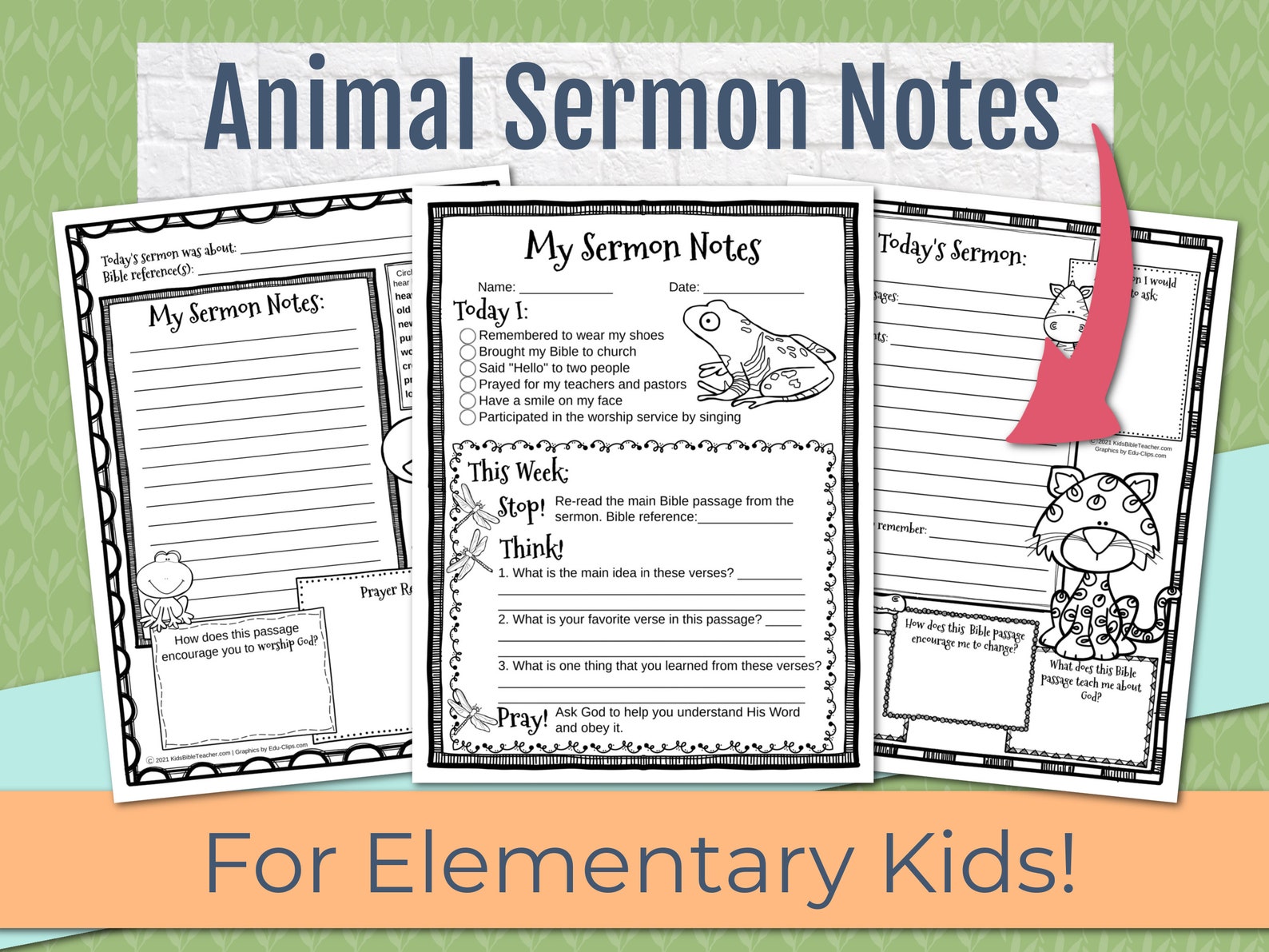 Bible Study Set for Kids, Preschooler Sermon Notes, Church Worship ...