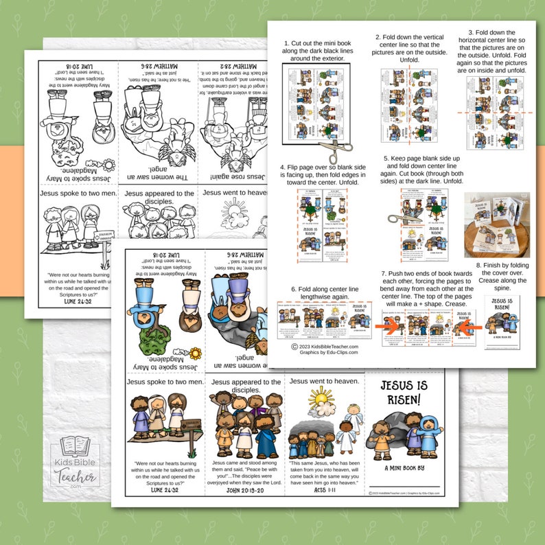 Easter Story Mini Book Craft, Jesus is Risen Bible Craft for Kids ...
