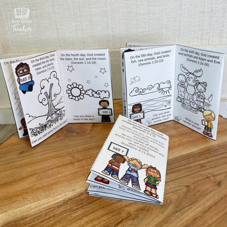 Creation Bible Story Mini Book Craft for Kids Featuring Genesis 1 ...