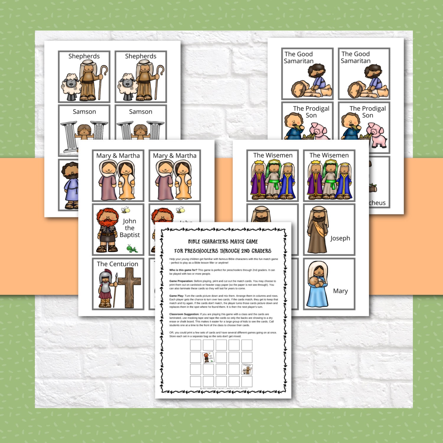 Bible Characters Matching Game, Elementary Sunday School Craft, Church ...
