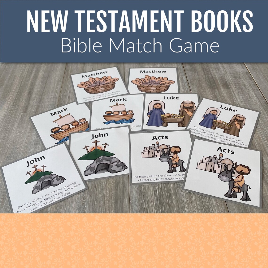 New Testament Bible Matching Game, Bible Elementary Sunday School ...
