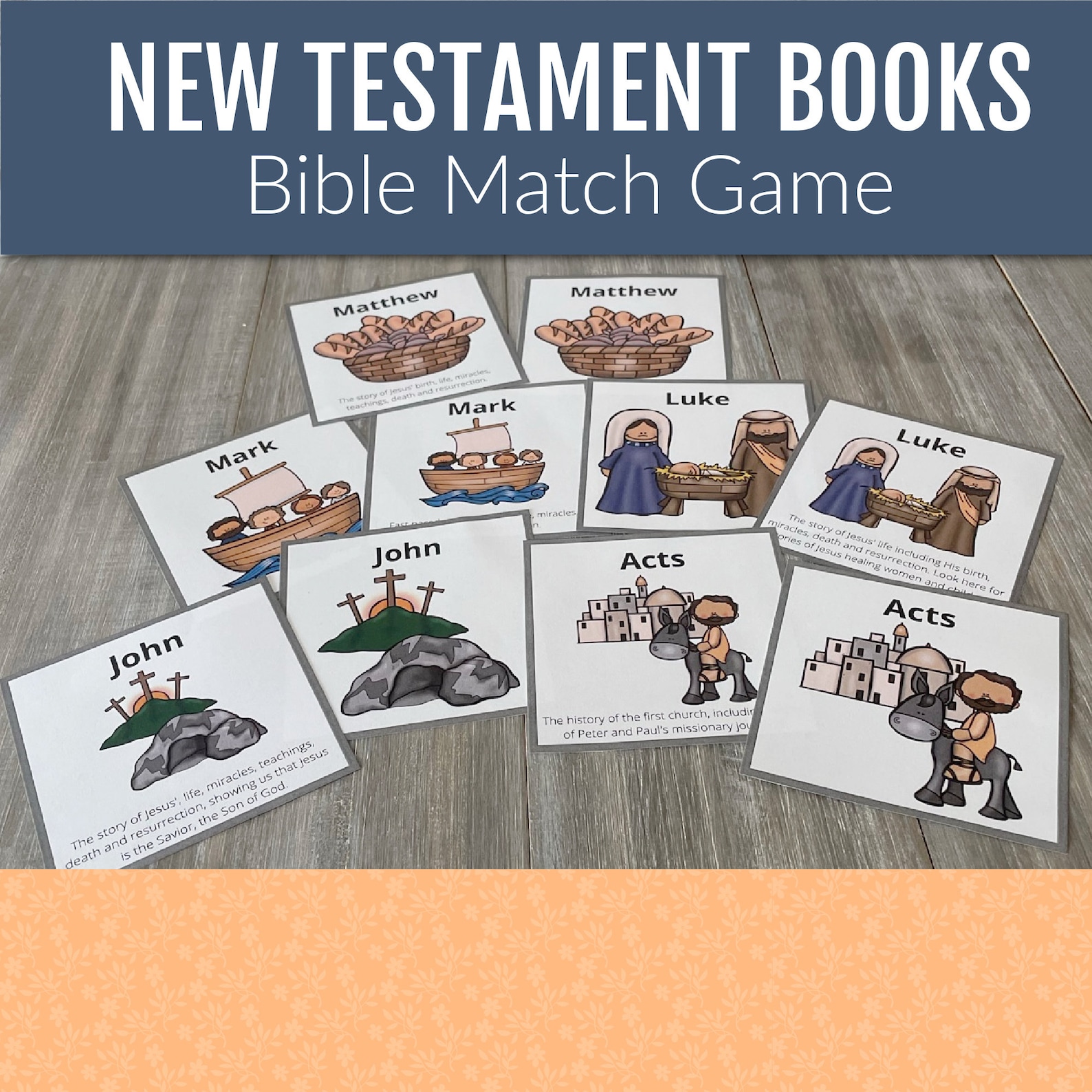 New Testament Bible Matching Game, Bible Elementary Sunday School ...