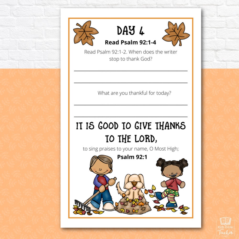 Kids Thanksgiving Gratitude Journal, Printable Thanksgiving Bible Verse ...