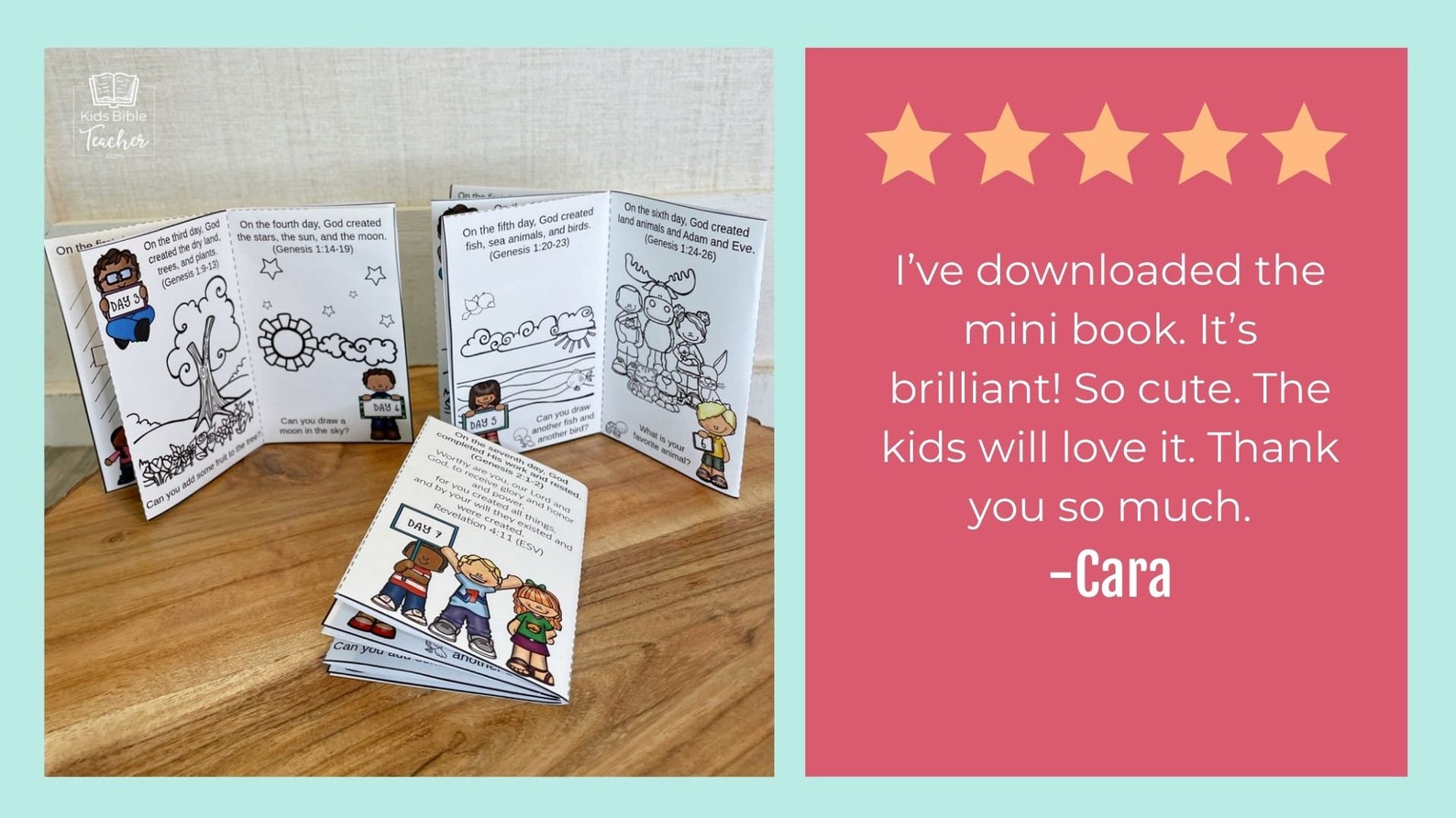 Creation Bible Story Mini Book Craft for Kids Featuring Genesis 1 ...