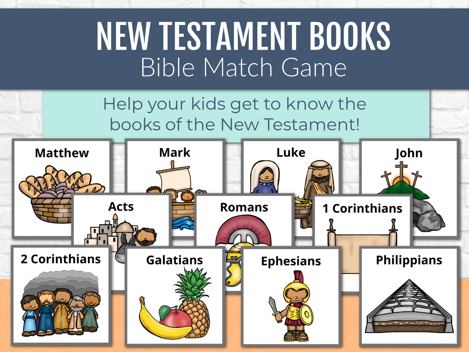 New Testament Bible Matching Game, Bible Elementary Sunday School ...