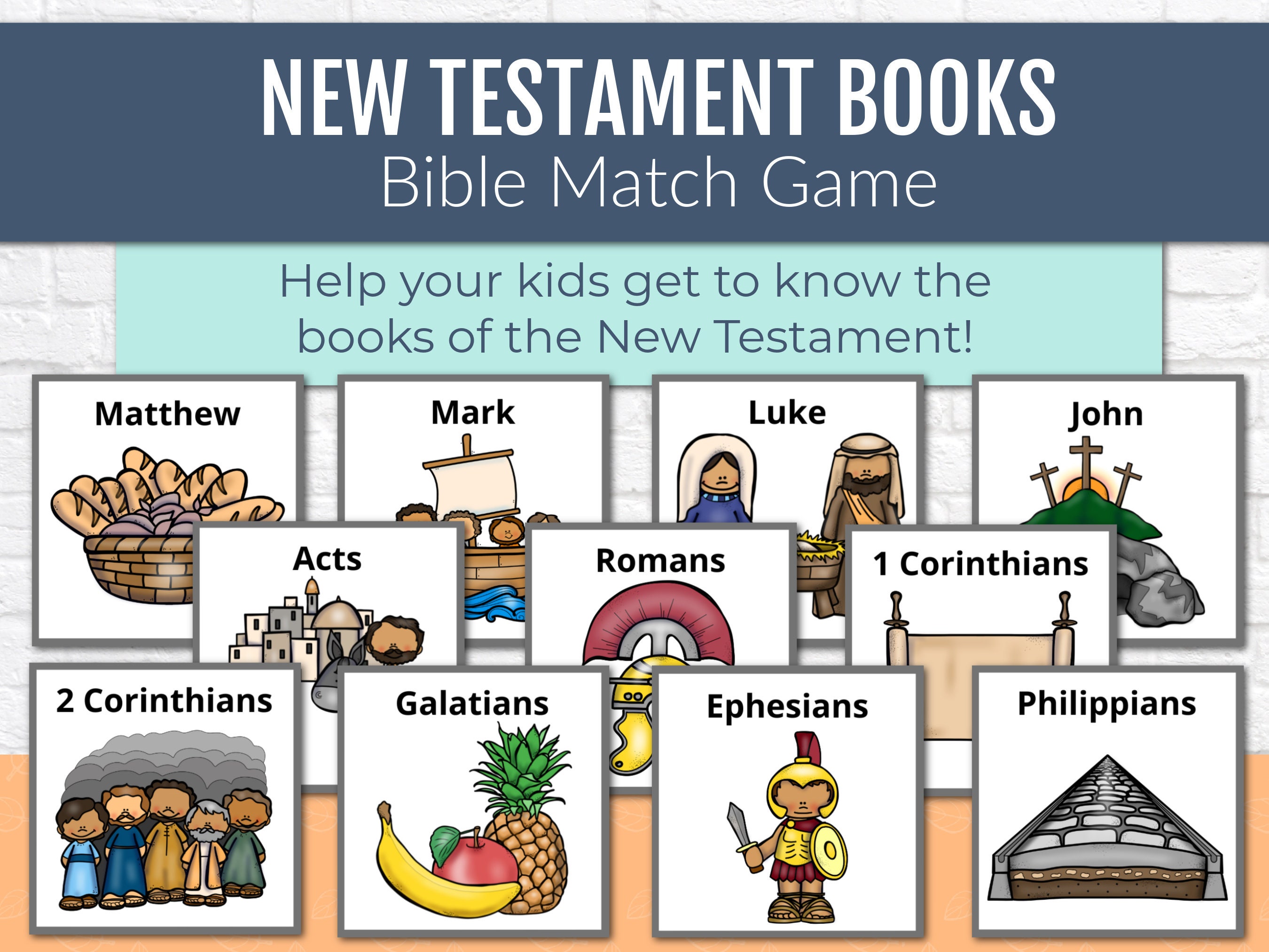 New Testament Bible Matching Game, Bible Elementary Sunday School ...