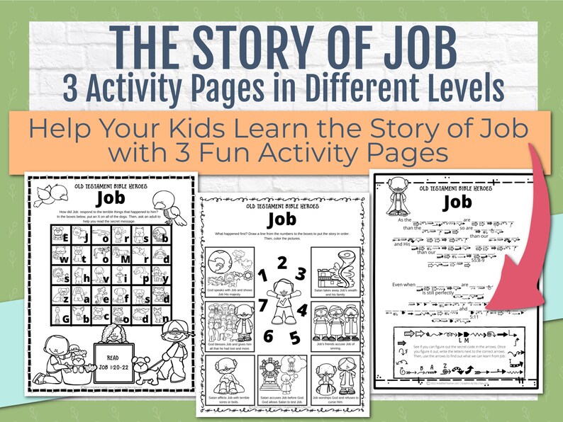 Job Activity Page, Story of Job Bible Lesson, Christian Homeschool ...