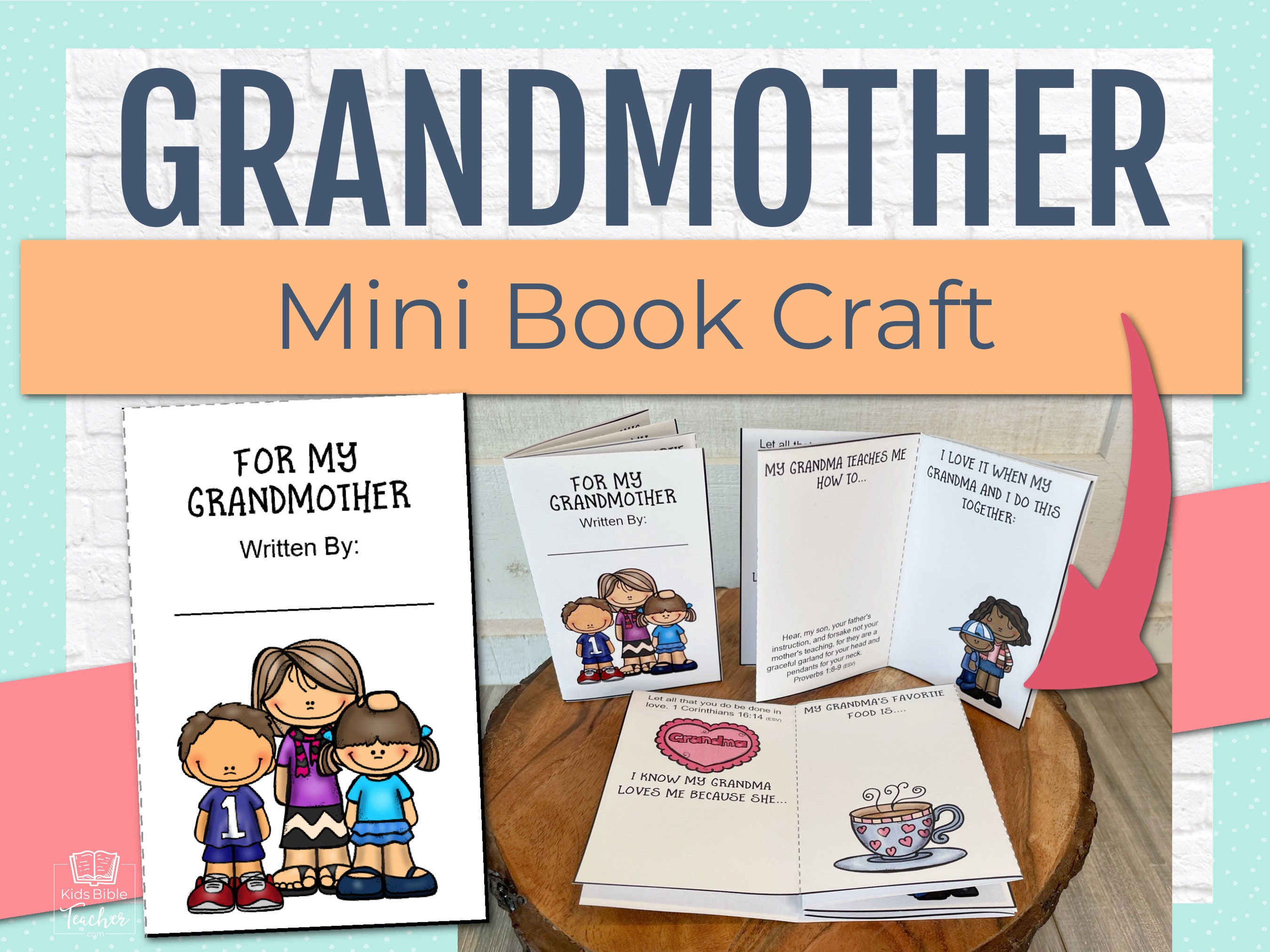 Grandmother's Mini Book Craft With Bible Verses, Grandma Gift for ...