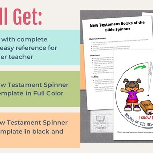 New Testament Books of the Bible Spinner Craft Bible Study Games Trivia ...