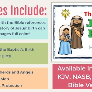 Story of Jesus Birth Posters Teaching Cards, Nativity Christmas Bible ...