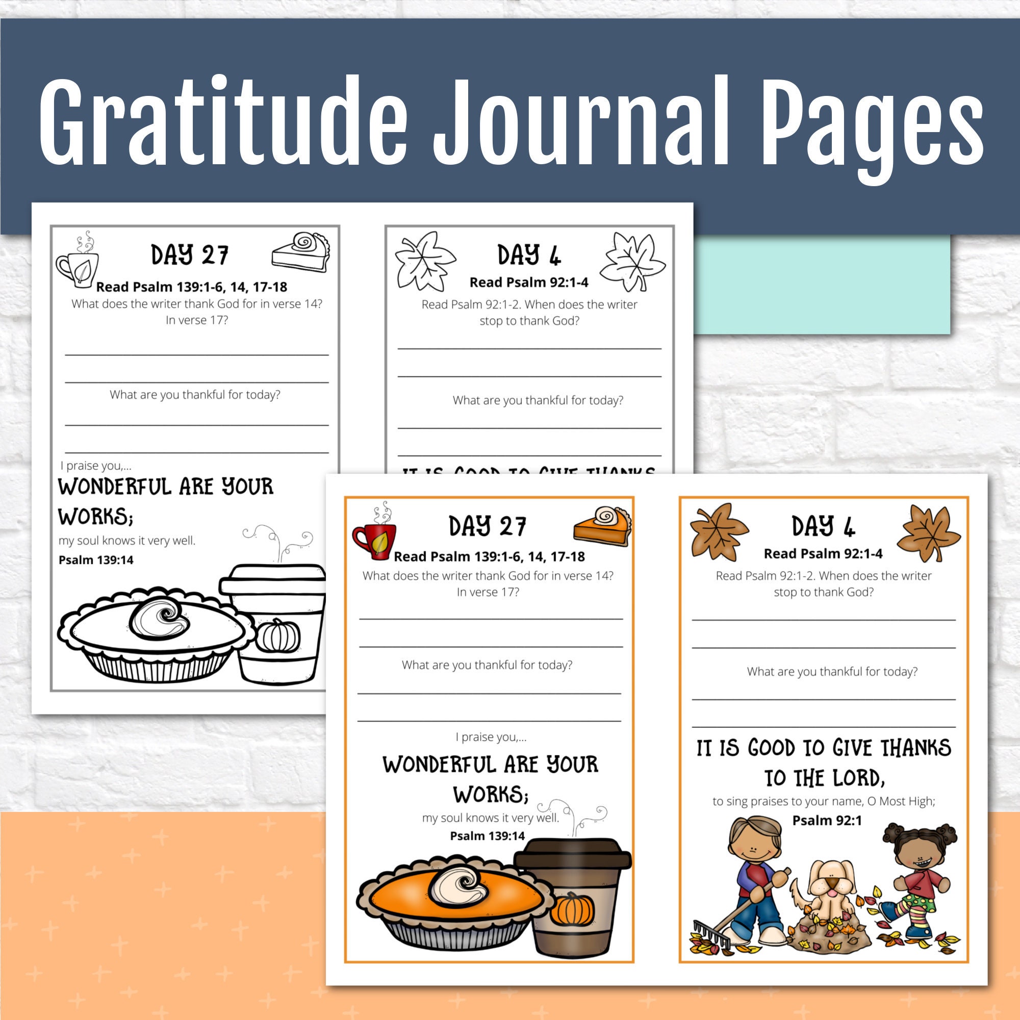 Kids Thanksgiving Gratitude Journal, Printable Thanksgiving Bible Verse ...