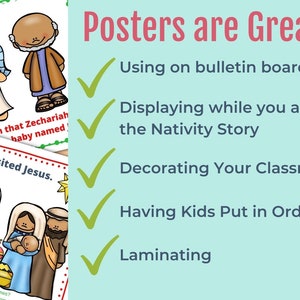Story of Jesus Birth Posters Teaching Cards, Nativity Christmas Bible ...