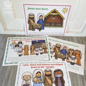Story of Jesus Birth Posters Teaching Cards, Nativity Christmas Bible ...