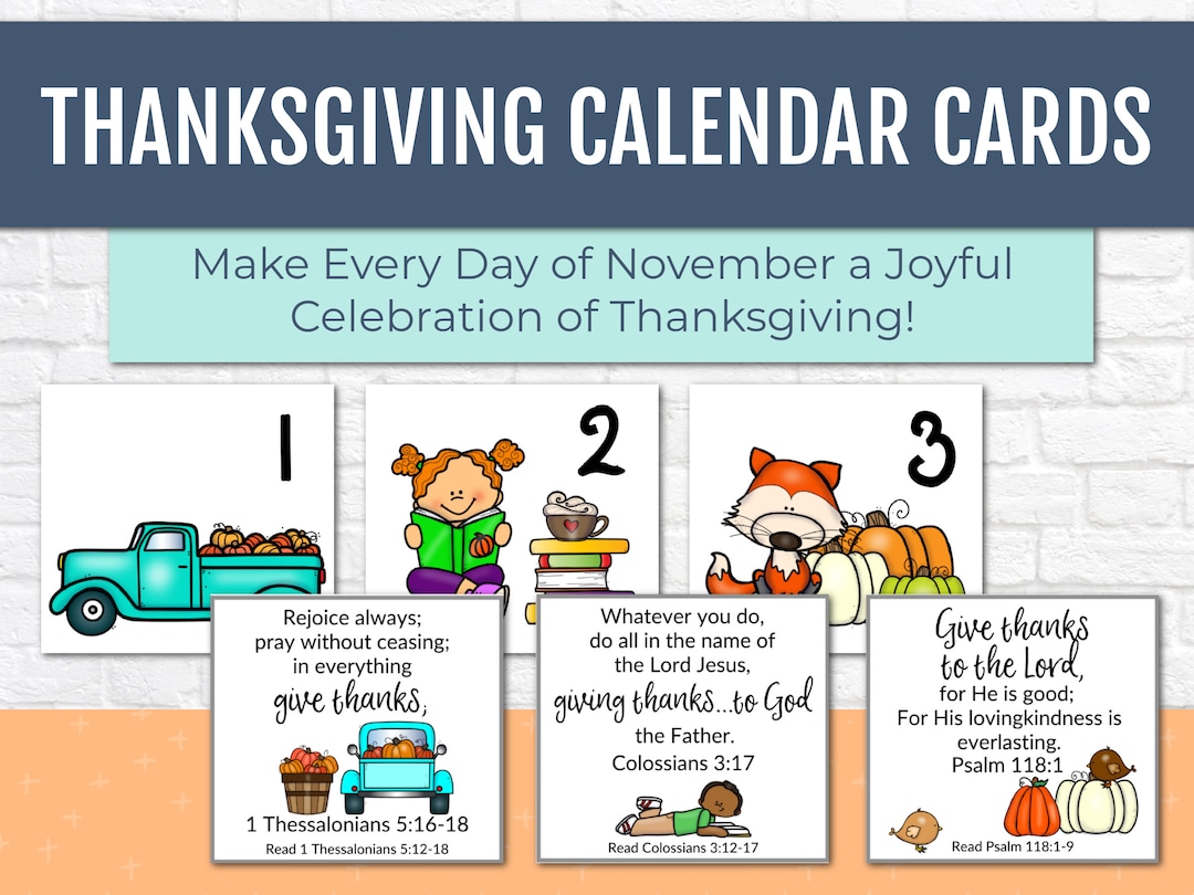 Thanksgiving Calendar Cards Printable Thanksgiving Bible - Etsy