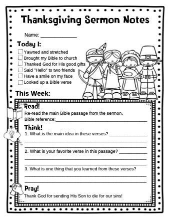 Thanksgiving Kids Sermon Notes, Fall Harvest Bible Study, Kids Church ...