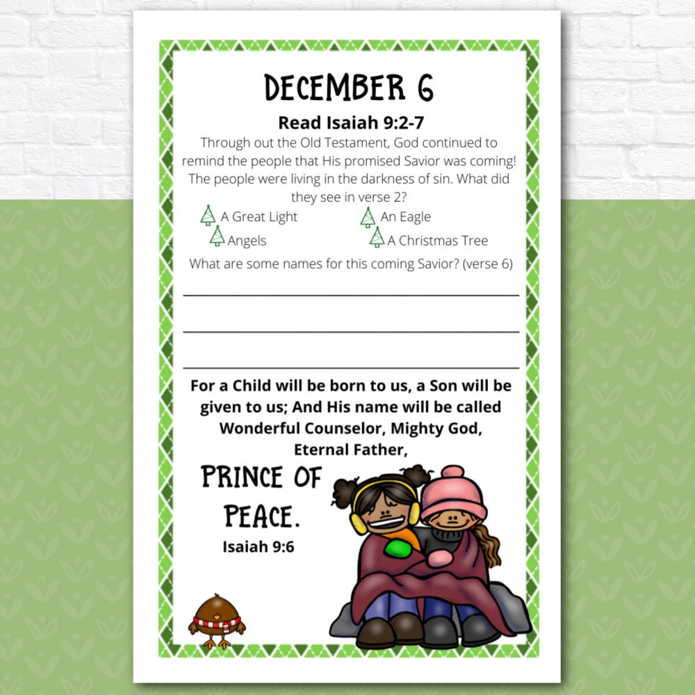 Kid's Advent Bible Study Printable, Children's Christmas Bible Verse ...