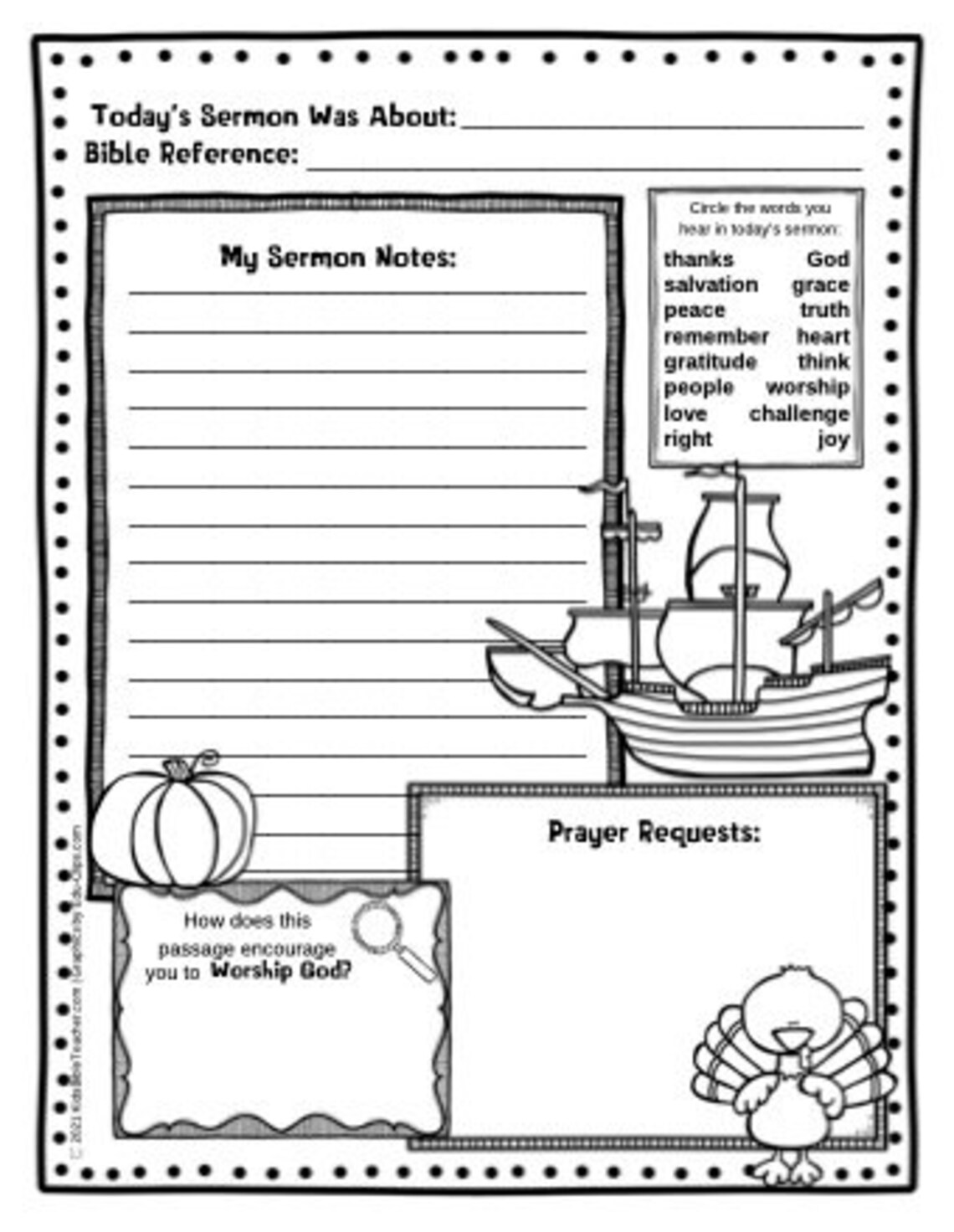Thanksgiving Kids Sermon Notes, Fall Harvest Bible Study, Kids Church ...
