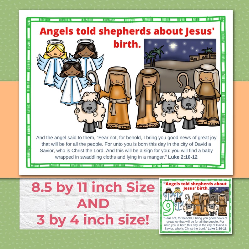 Story of Jesus Birth Posters Teaching Cards, Nativity Christmas Bible ...