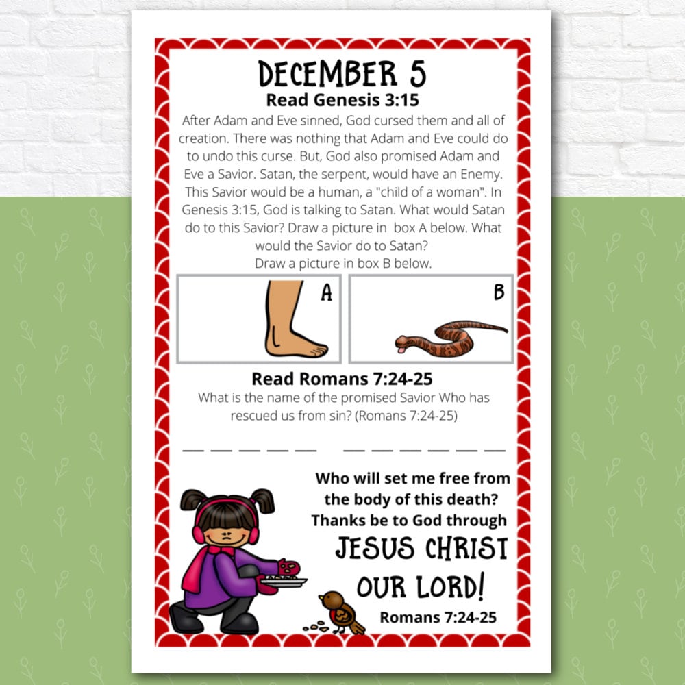 Kid's Advent Bible Study Printable, Children's Christmas Bible Verse ...