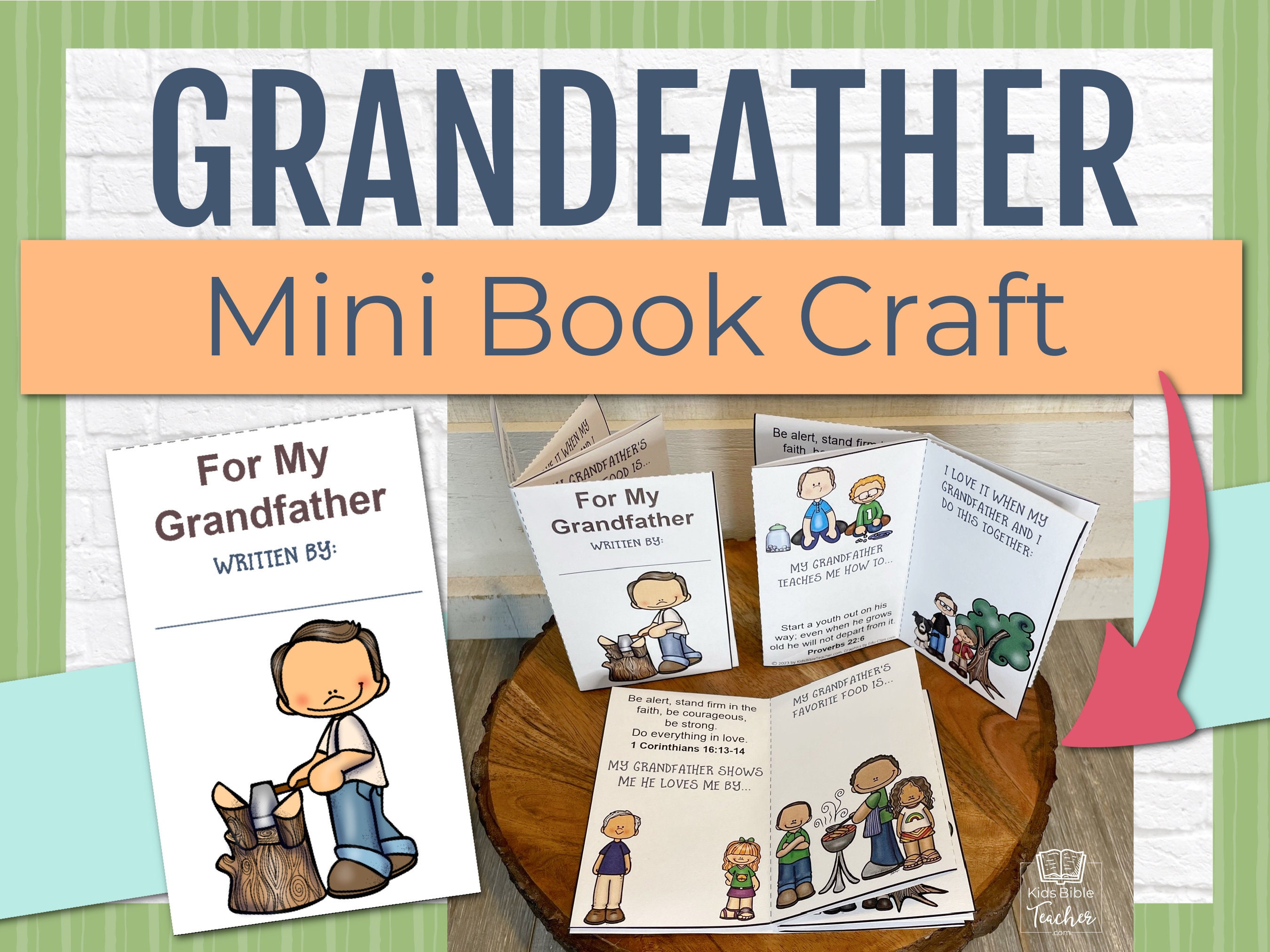 Grandfather Mini Book Craft With Bible Verses, Grandparents Day ...