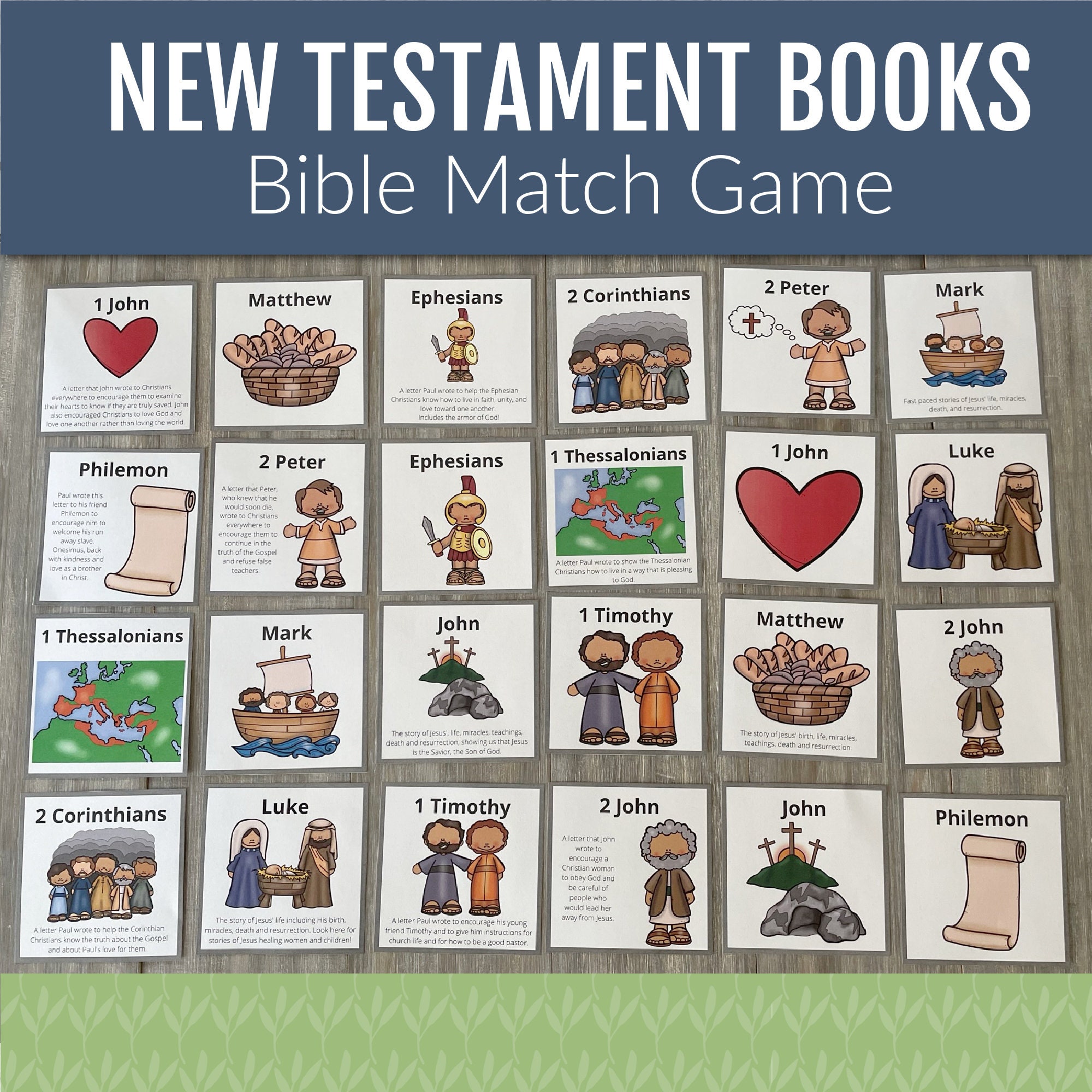 New Testament Bible Matching Game, Bible Elementary Sunday School ...