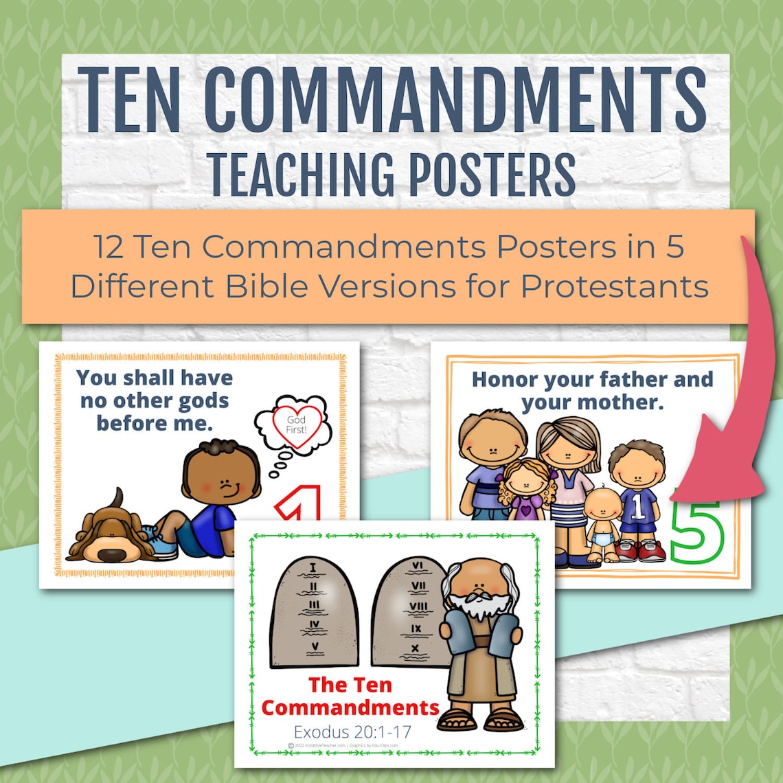 Ten Commandments Posters, Bible Study Children, Sunday School Lesson ...