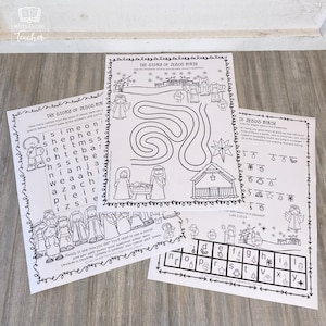 Story of Jesus Birth Bible Reading Pages for Kids, Nativity Christmas ...