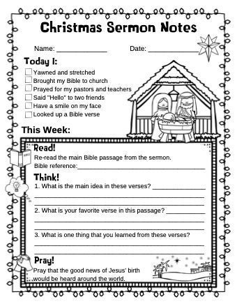 Christmas Kids Sermon Notes, Christmas Bible Study, Kids Church Sermon ...