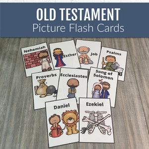 Old Testament Books of the Bible Kids Flash Cards, Bible Verse Learning ...