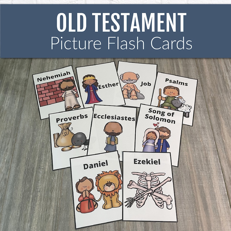 Old Testament Books of the Bible Kids Flash Cards Bible Verse - Etsy