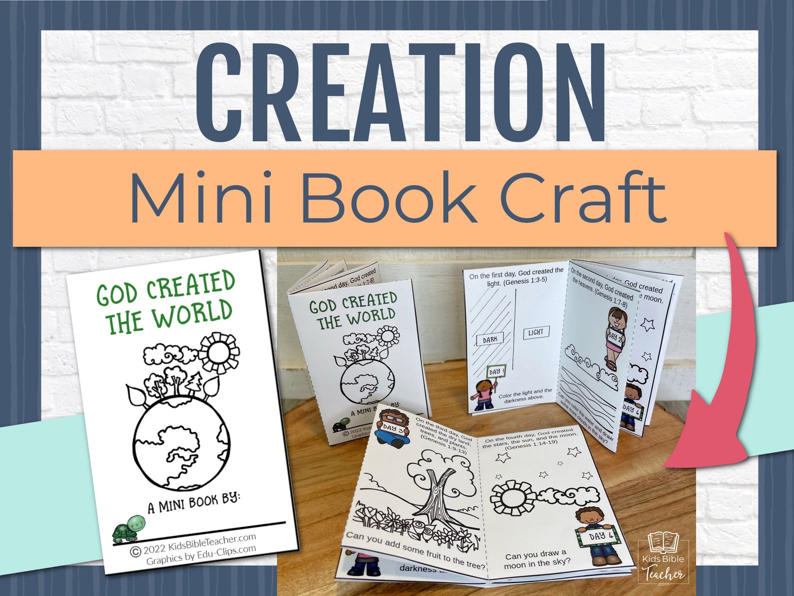 Creation Bible Story Mini Book Craft for Kids Featuring Genesis 1 ...